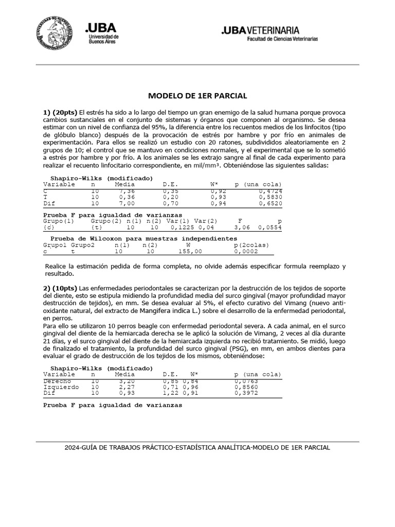 Modelo Primer Parcial | PDF | Intervalo de confianza | Teoría estadística