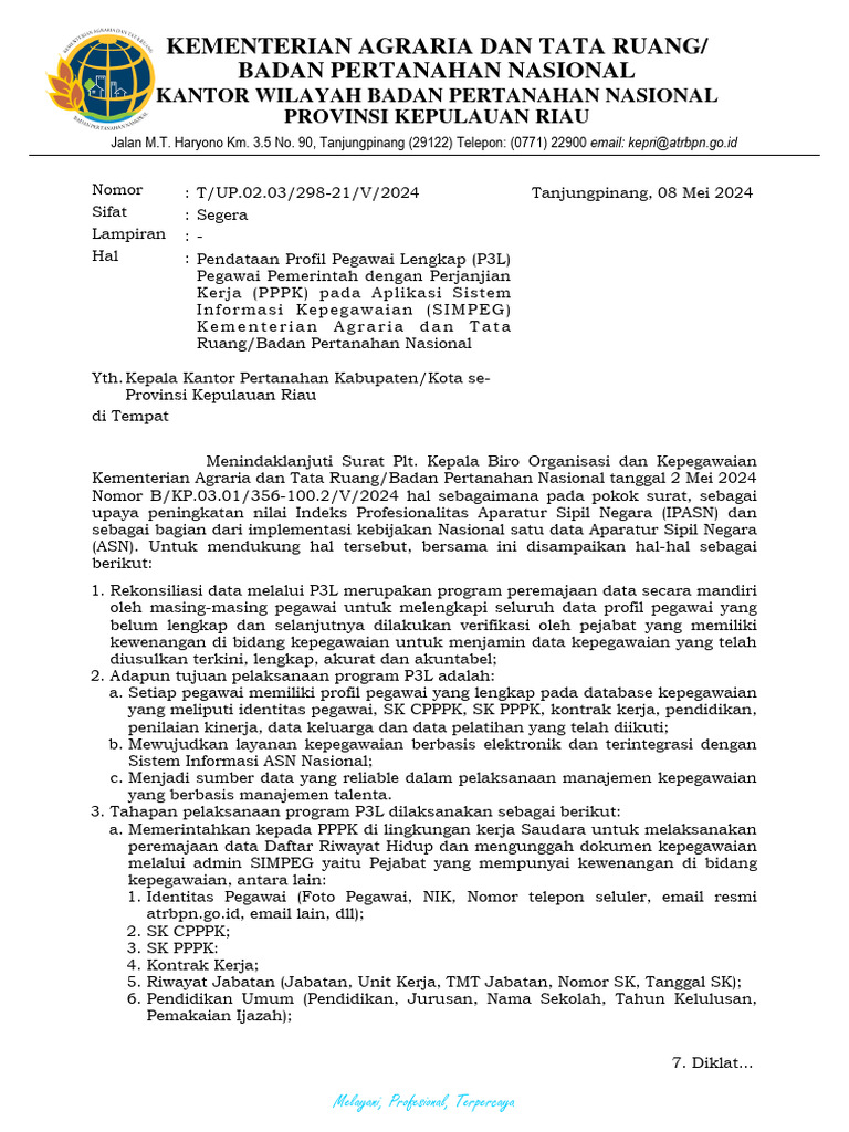 Pendataan Profil Pegawai Lengkap (P3L) | PDF | Bisnis