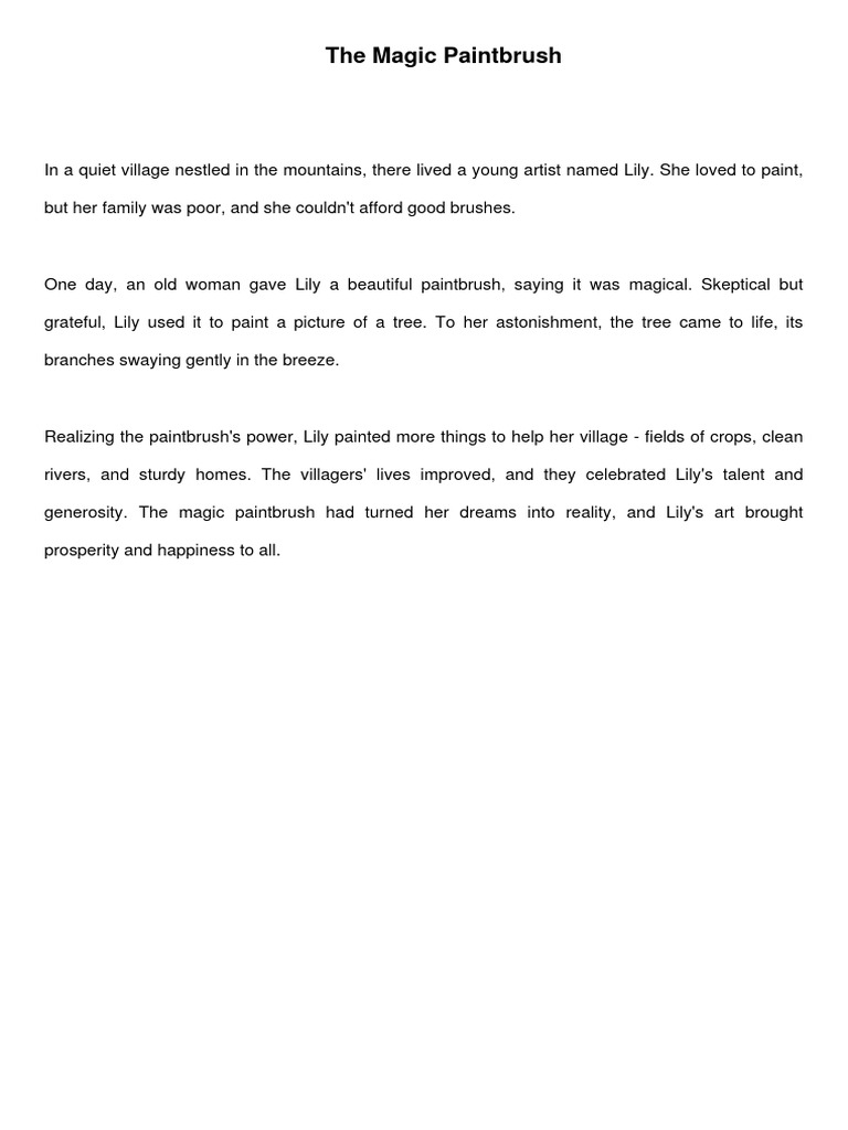 The Magic Paintbrush Story | PDF