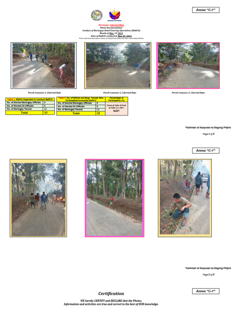 Annex C 1 - Photo Docmentation - Barangay BaRCO Monthly Monitoring ...