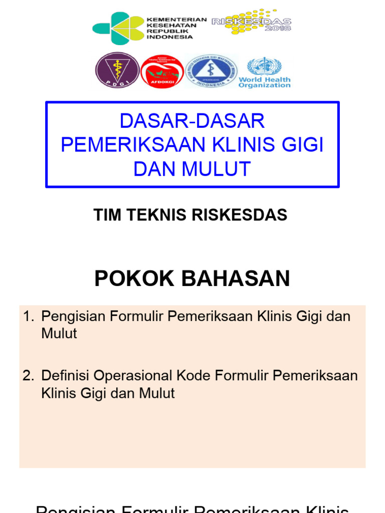 Dasar Dasar Pemeriksaan Klinis Gigi Dan Mulut | PDF