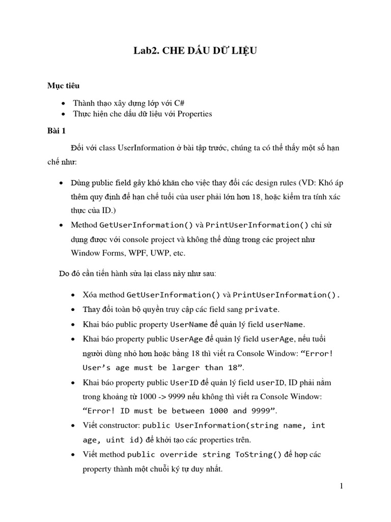 Lab 02. Thu C Tính | PDF