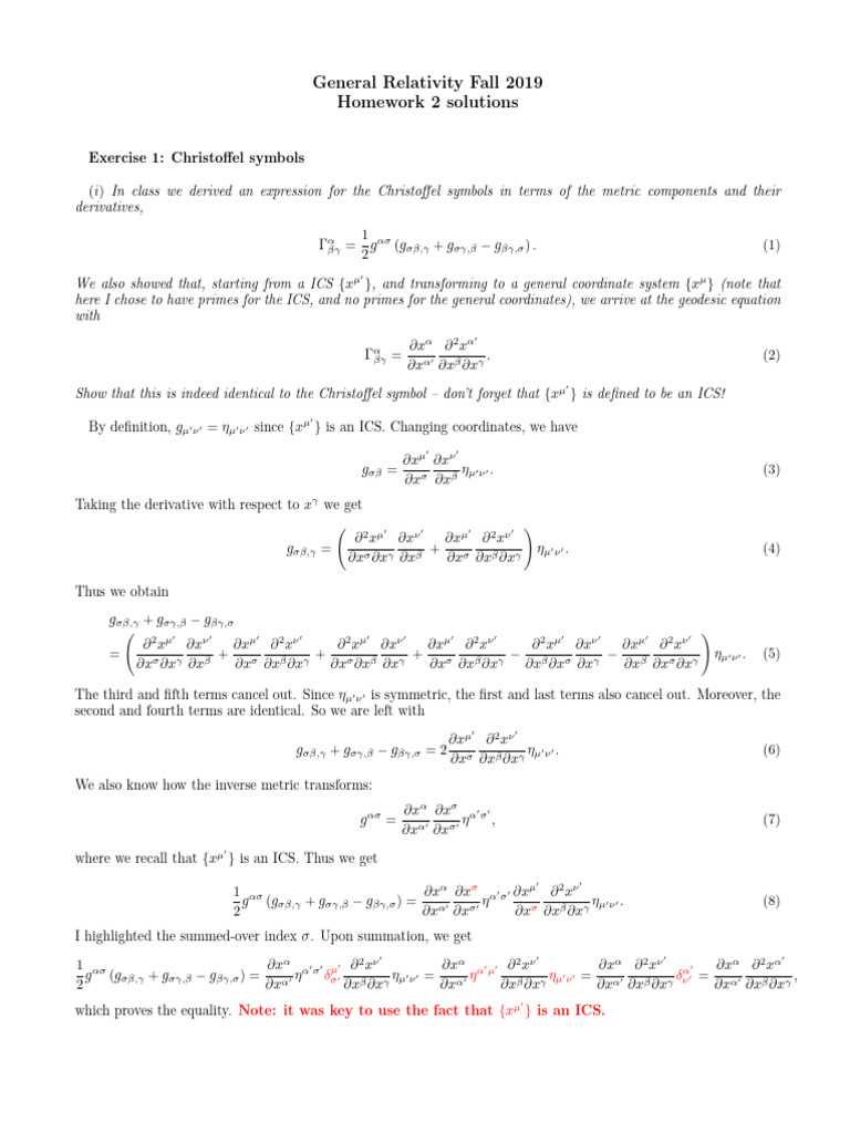 Christoffel Symbols and Geodesics Analysis | PDF | Physics | Mathematical Objects