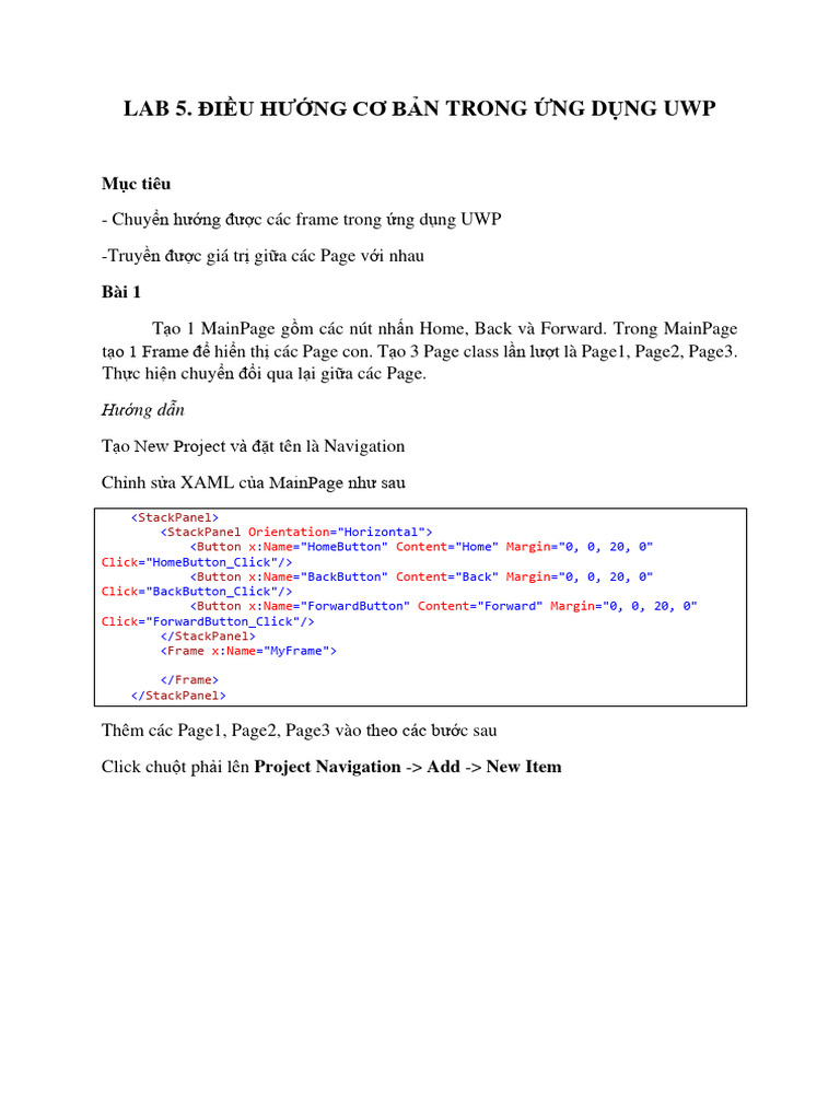 Lab 05. Điều hướng cơ bản | PDF