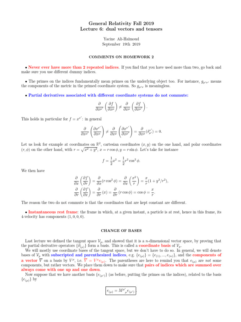 Lecture 6 | PDF | Tensor | Euclidean Vector