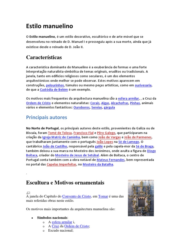 Características do Estilo Manuelino | PDF | Portugal | Projeto ...