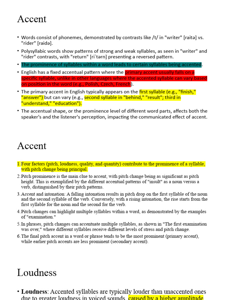 Accent | PDF | Stress (Linguistics) | Syllable