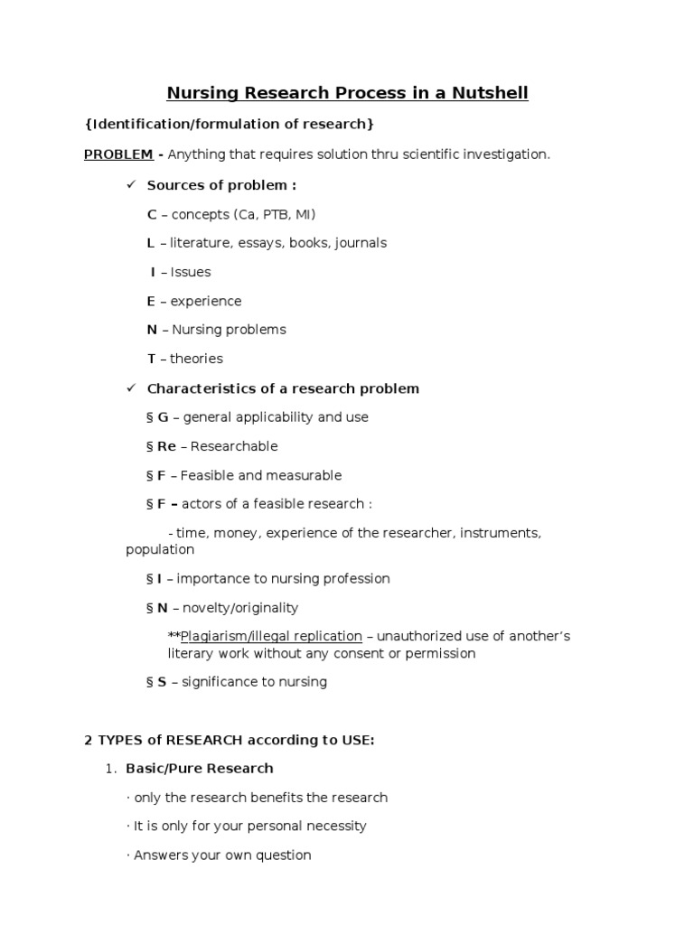 Nursing Research Process in A Nutshell | PDF | Sampling (Statistics ...