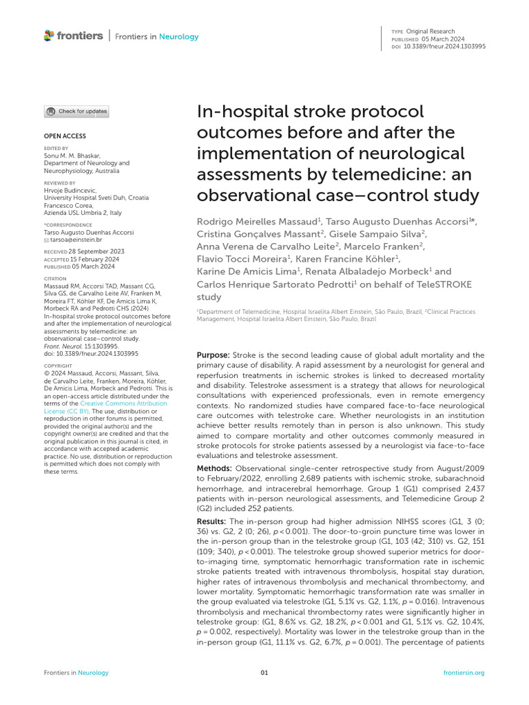 stroke_assessment_by_telemedicine_1709687983 | PDF | Neurology | Stroke