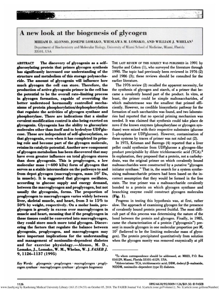 Alonso 1995 | PDF | Glycogen | Proteins