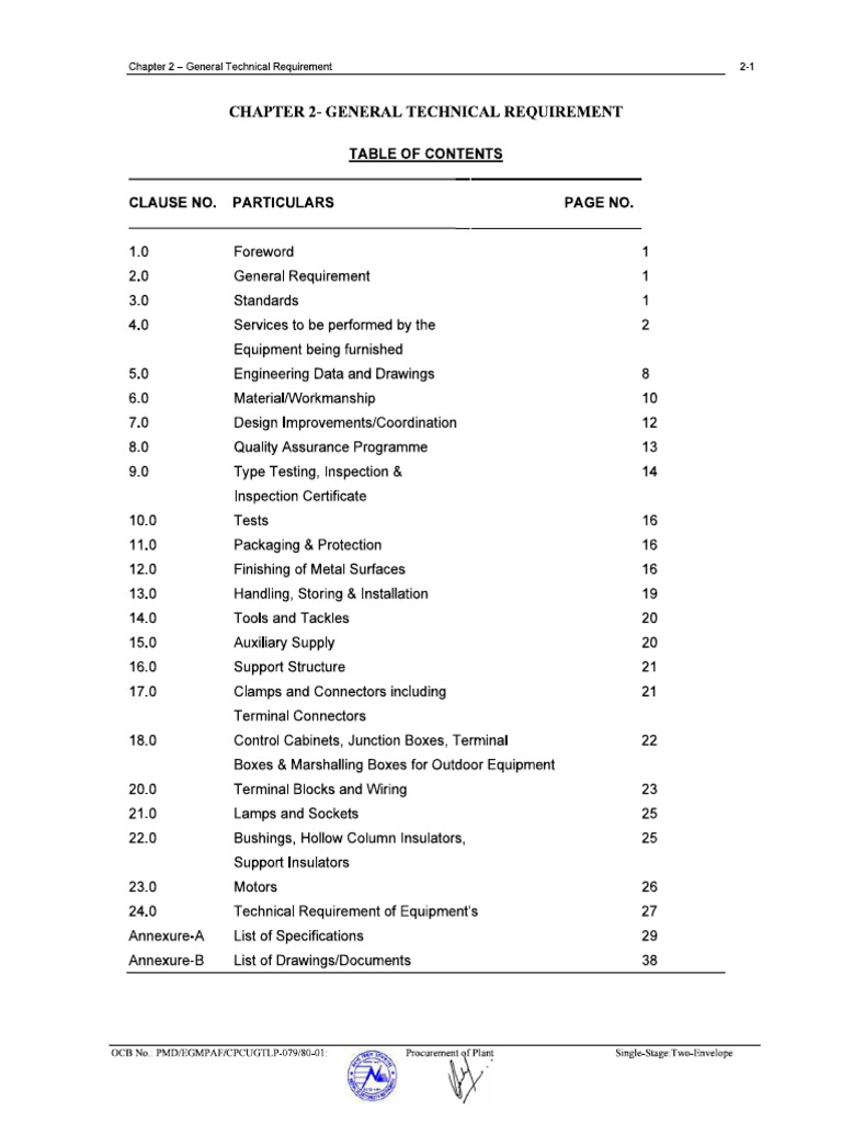 General Technical Requirement-GTR | PDF