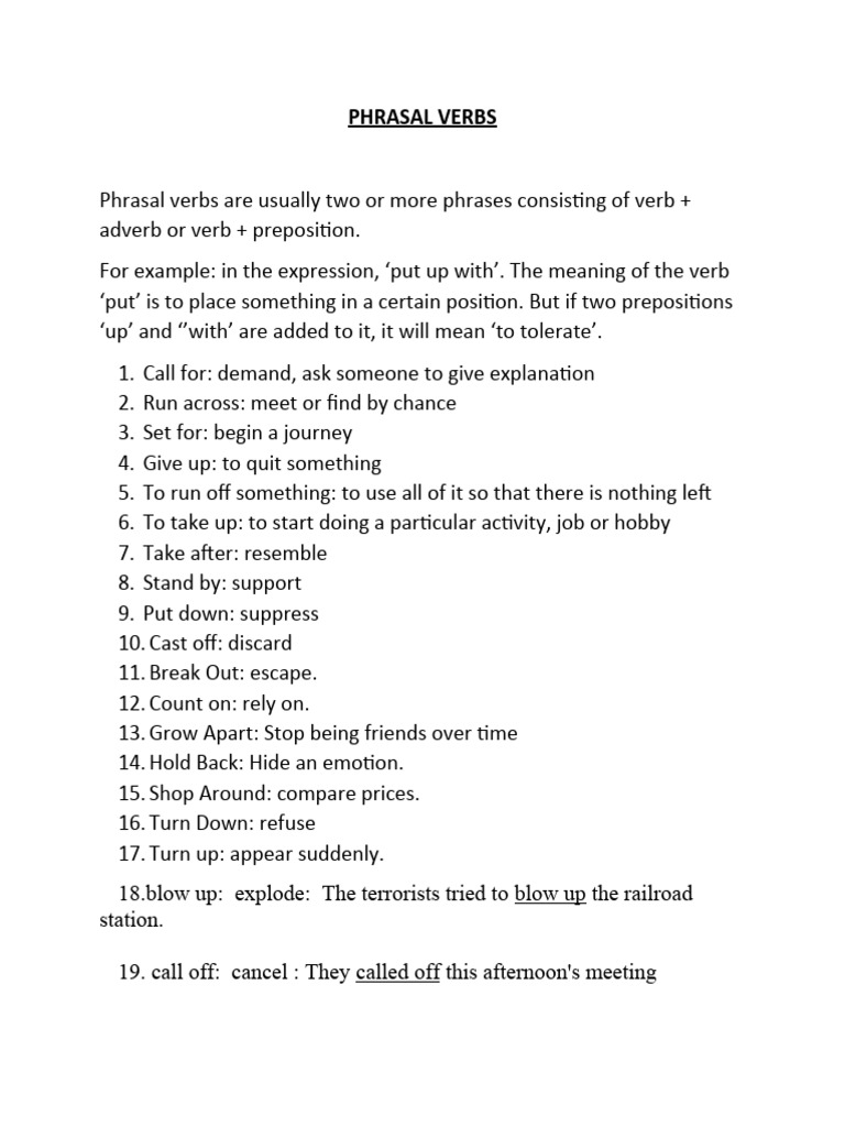 Phrasal Verbs 5 | PDF | Language Arts & Discipline