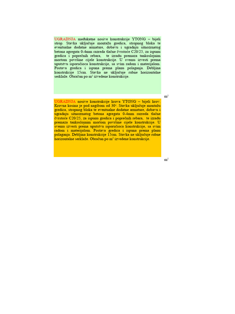 Troskovnik-Stavke YTONG Stropa | PDF