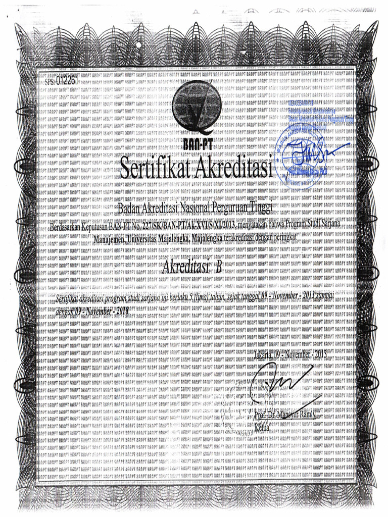 LEGALISASI SERTFKT BAN-PT Manajemen | PDF