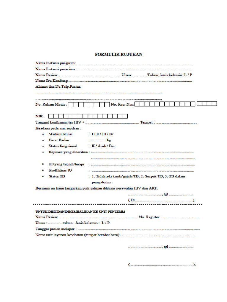 Form Rujukan Odhiv | PDF