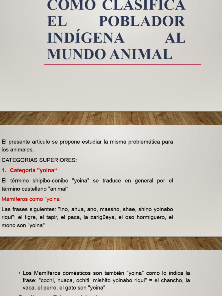 Como Clasifica El Poblador Indígena Al Mundo Animal LENGUA | PDF ...