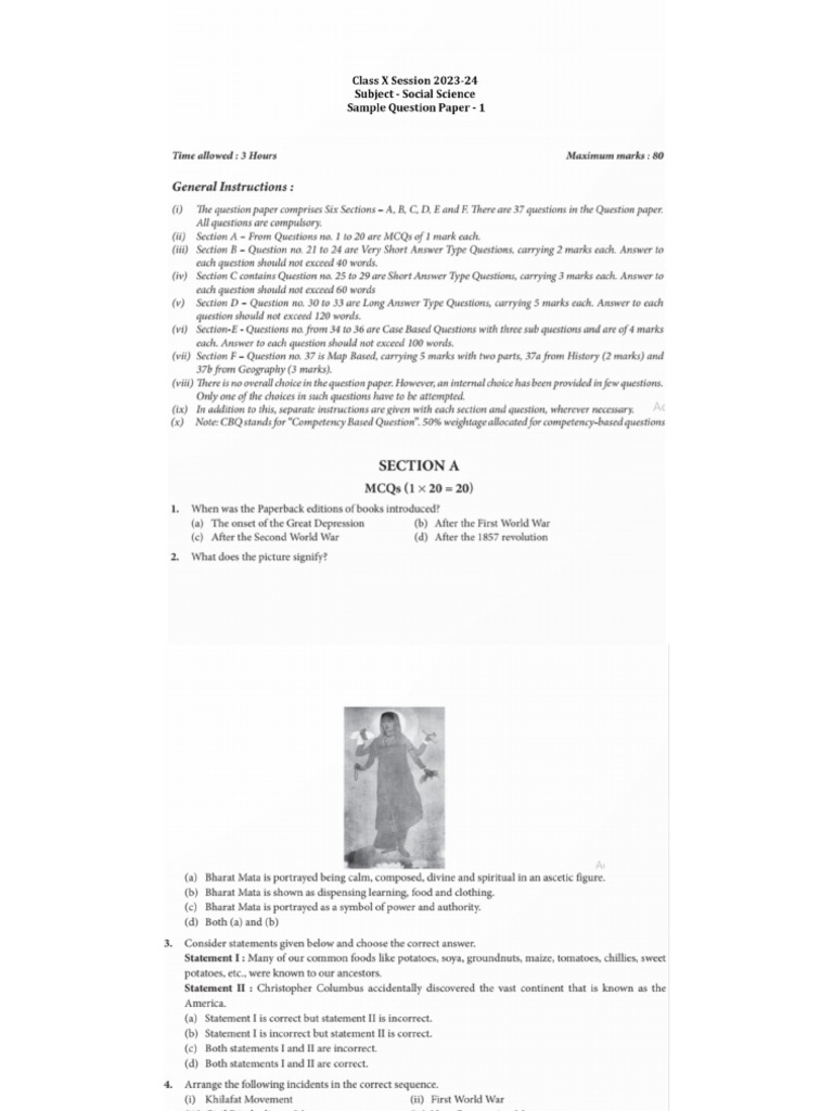 SST Sample Paper 1 | PDF