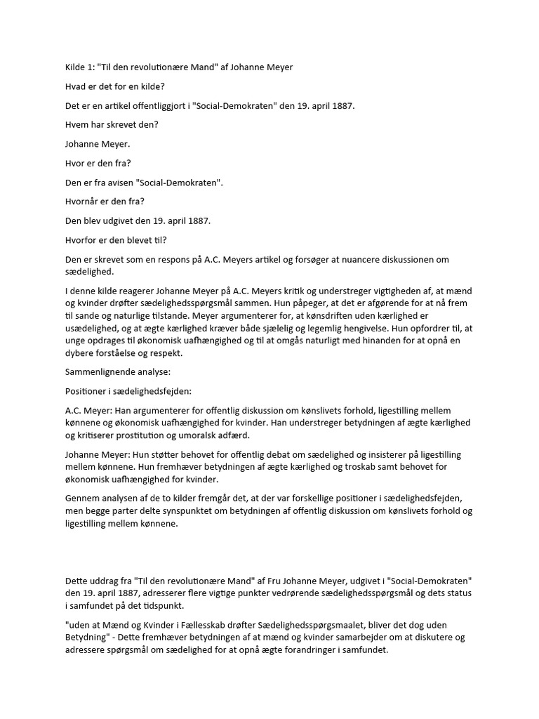 Dette Uddrag Fra Til Den Revolutionære Mand Af Fru Johanne M | PDF