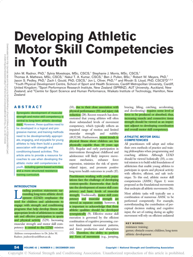 Developing Athletic Motor Skill Competencies In.7 | PDF | Strength Training | Pelvis