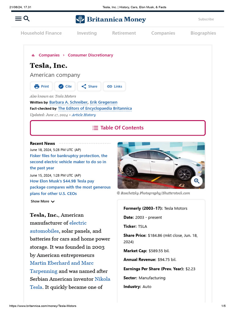 Tesla Motors: History and Key Facts | PDF | Tesla Model S | Elon Musk