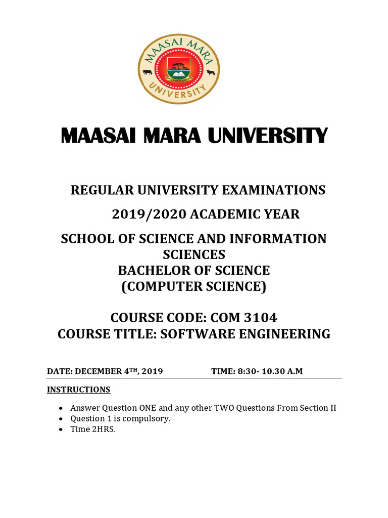 Software Engineering Exam - COM 3104 | PDF | Software | System