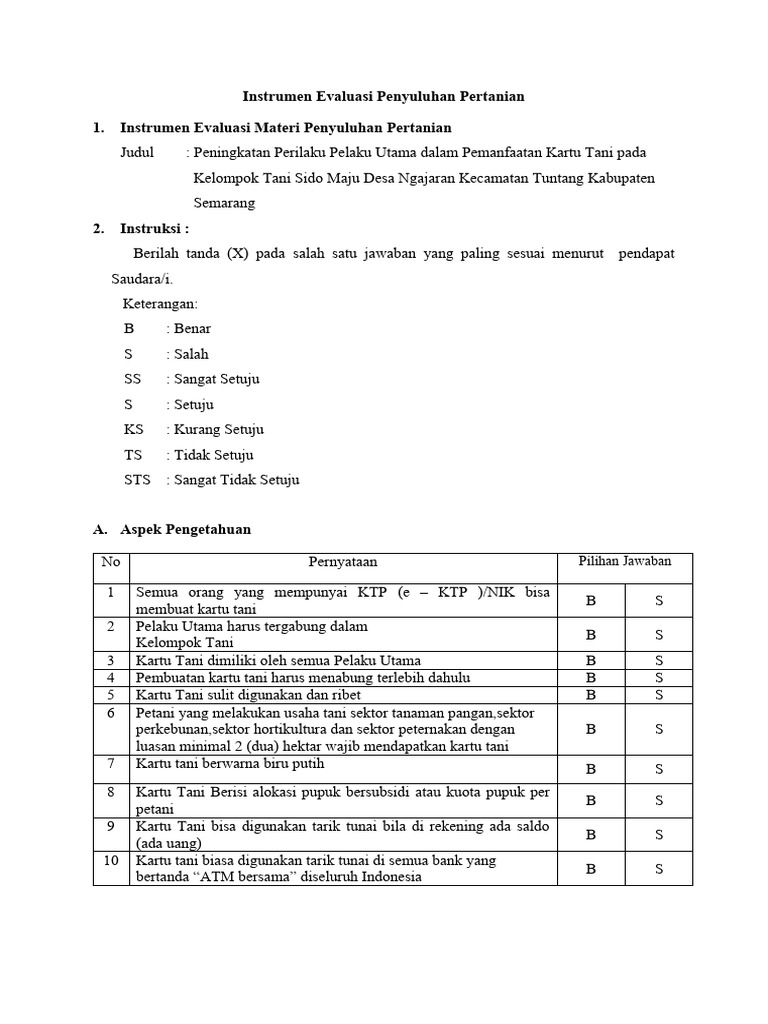 Contoh Instrumen | PDF