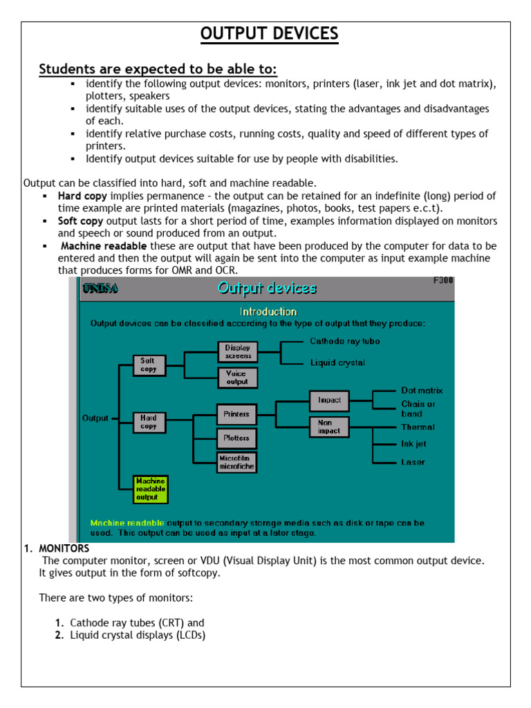 Output Devices | PDF | Printer (Computing) | Computer Monitor