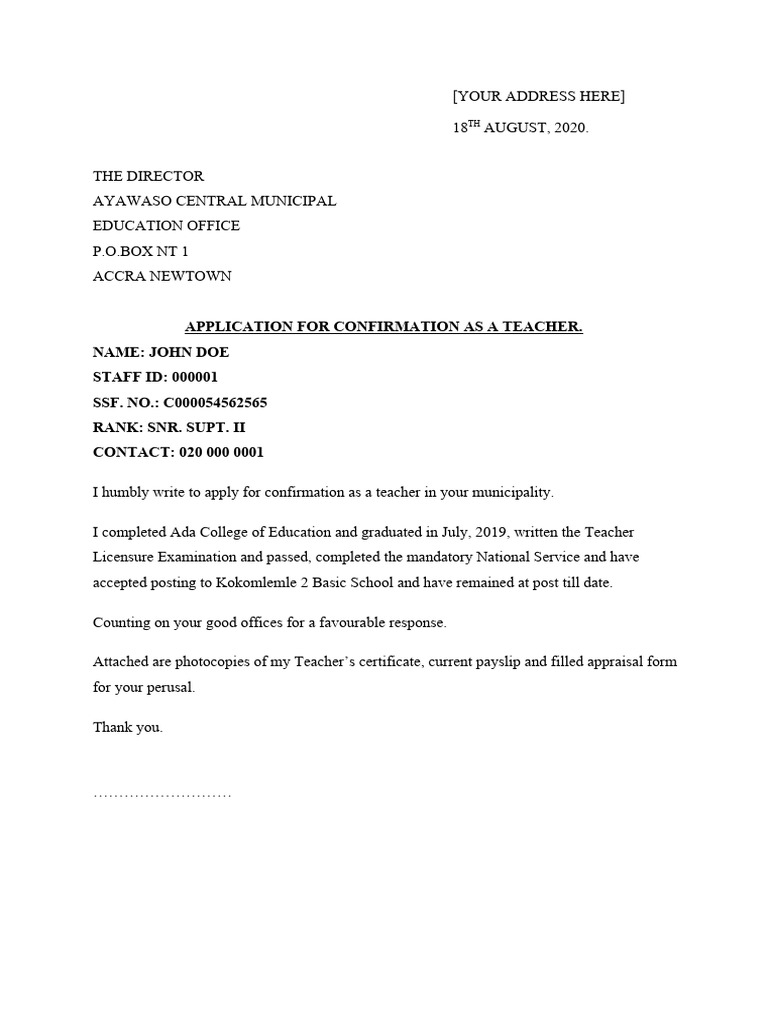 Teacher Confirmation Request Letter | PDF