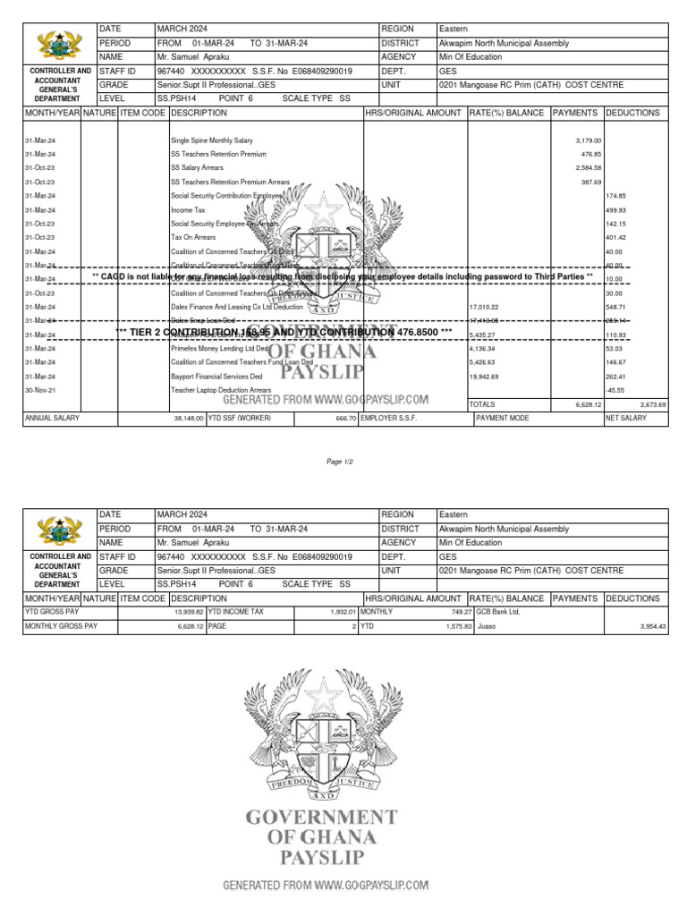 March 2024 Payslip | PDF | Loans | Social Security (United States) March 2024 Payslip | PDF | Loans | Social Security (United States)