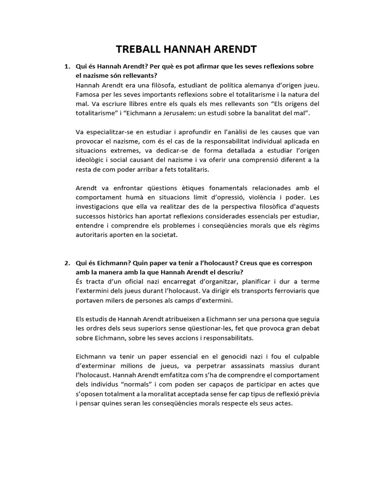 Treball Hannah Arendt | PDF