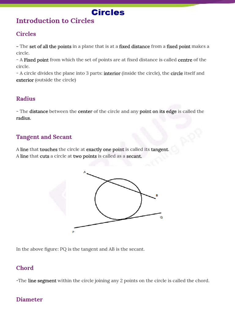 Class 9 Circles: Key Concepts and Theorems | PDF | Circle | Euclid