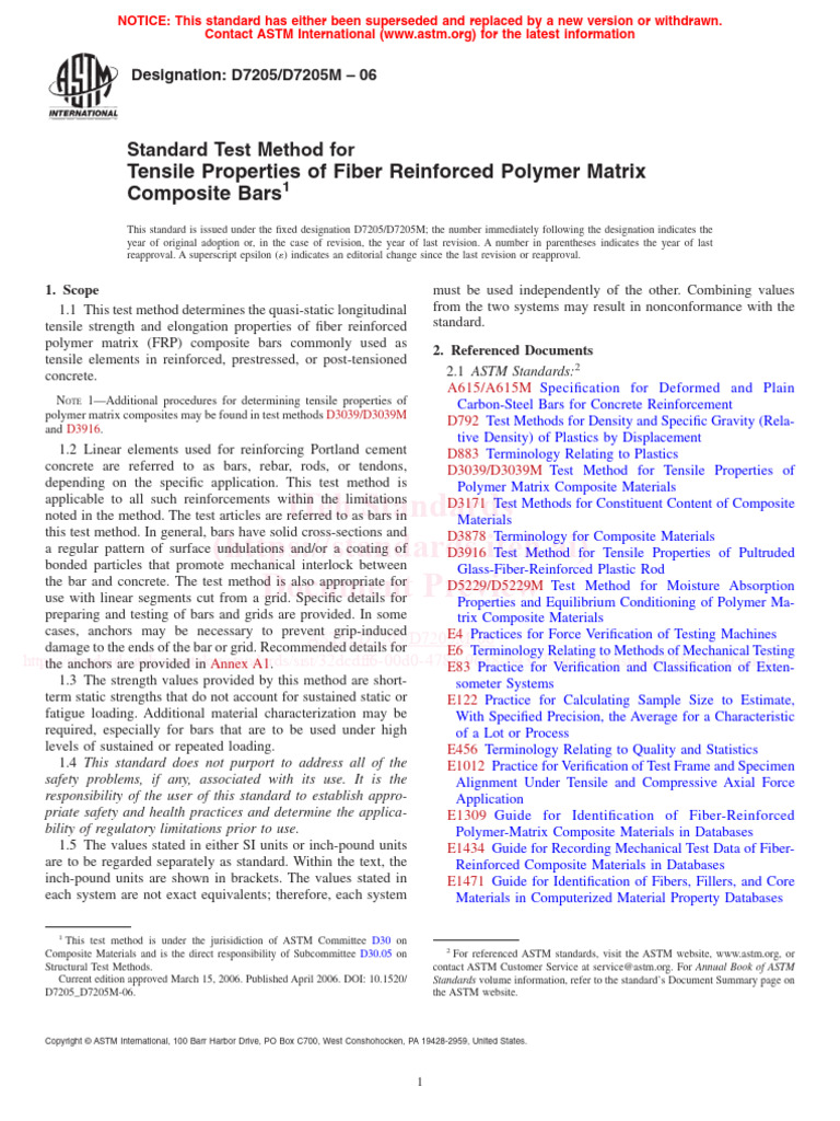 ASTM-D7205-D7205M-06 | PDF | Deformation (Engineering) | Strength Of ...
