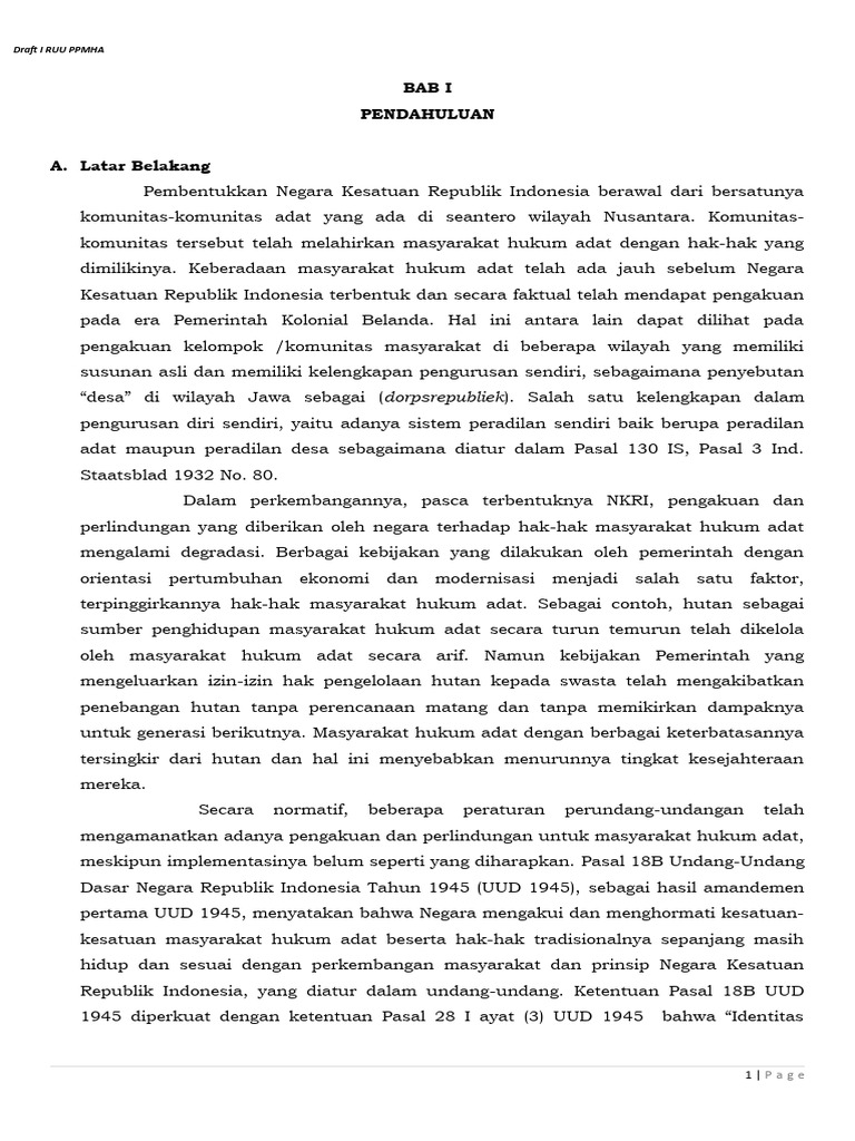 Naskah Akademik RUU PPHMHA (Dari DPR) | PDF