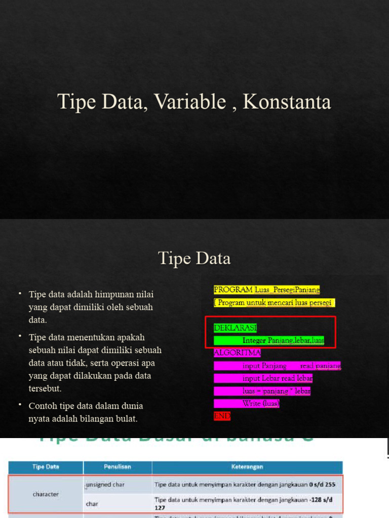 Catatan Tipe Data, Variable, Konstanta | PDF