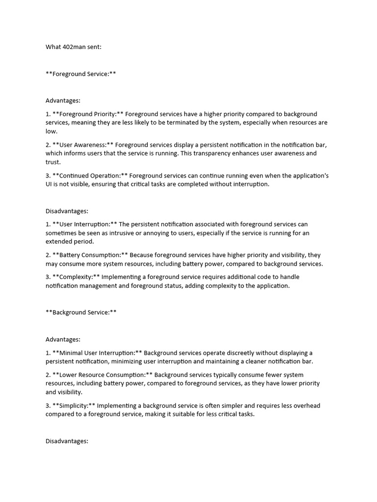 Foreground Service Pdf Android Operating System Application