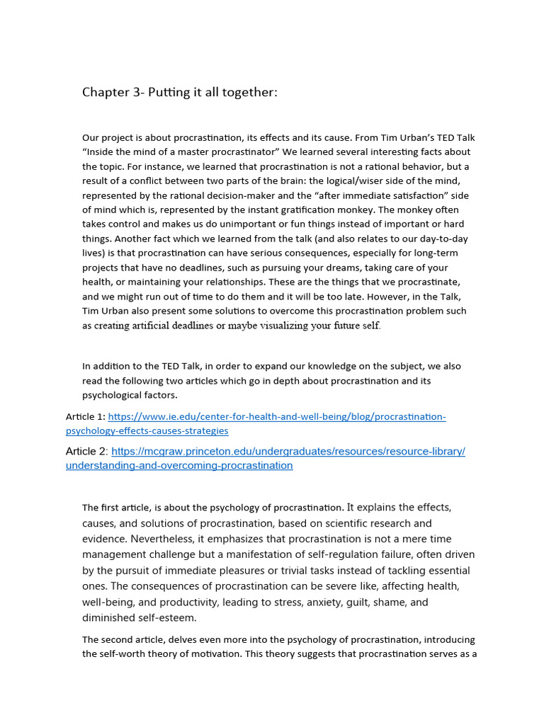 TED Talk Chapter 3-Putting It All Together | PDF | Self Esteem ...