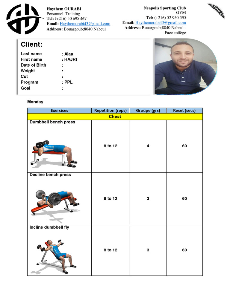 Programme PPL Alaa Week 2 | PDF | Weight Training | Physical Fitness