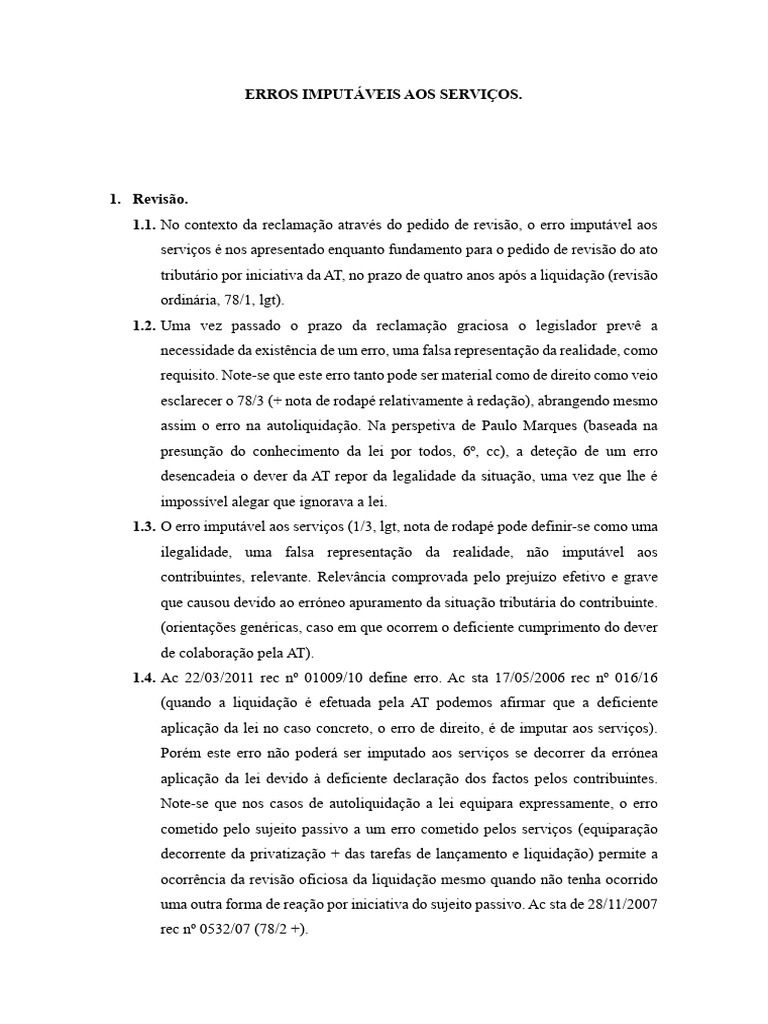 Erro Imputável Aos Serviços | PDF | Impostos | Erro