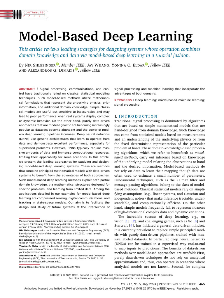 Model Based Deep Learning Pdf Deep Learning Data Science