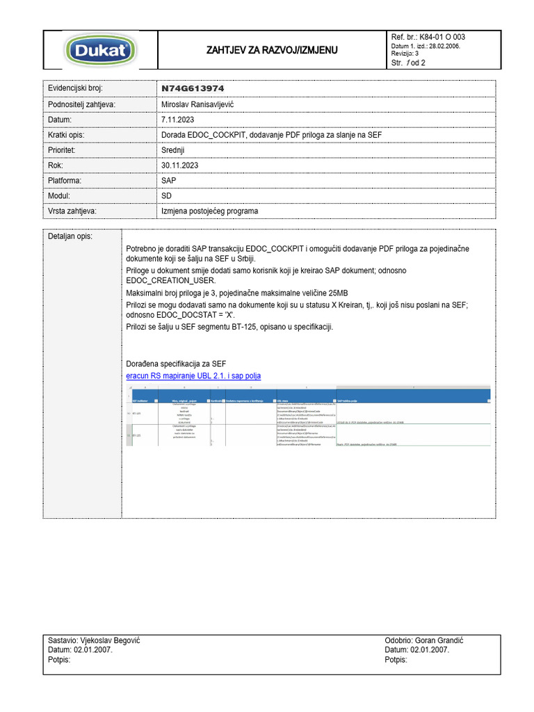 N74G613974 - Edoc Cockpit Dodavanje PDF Priloga | PDF