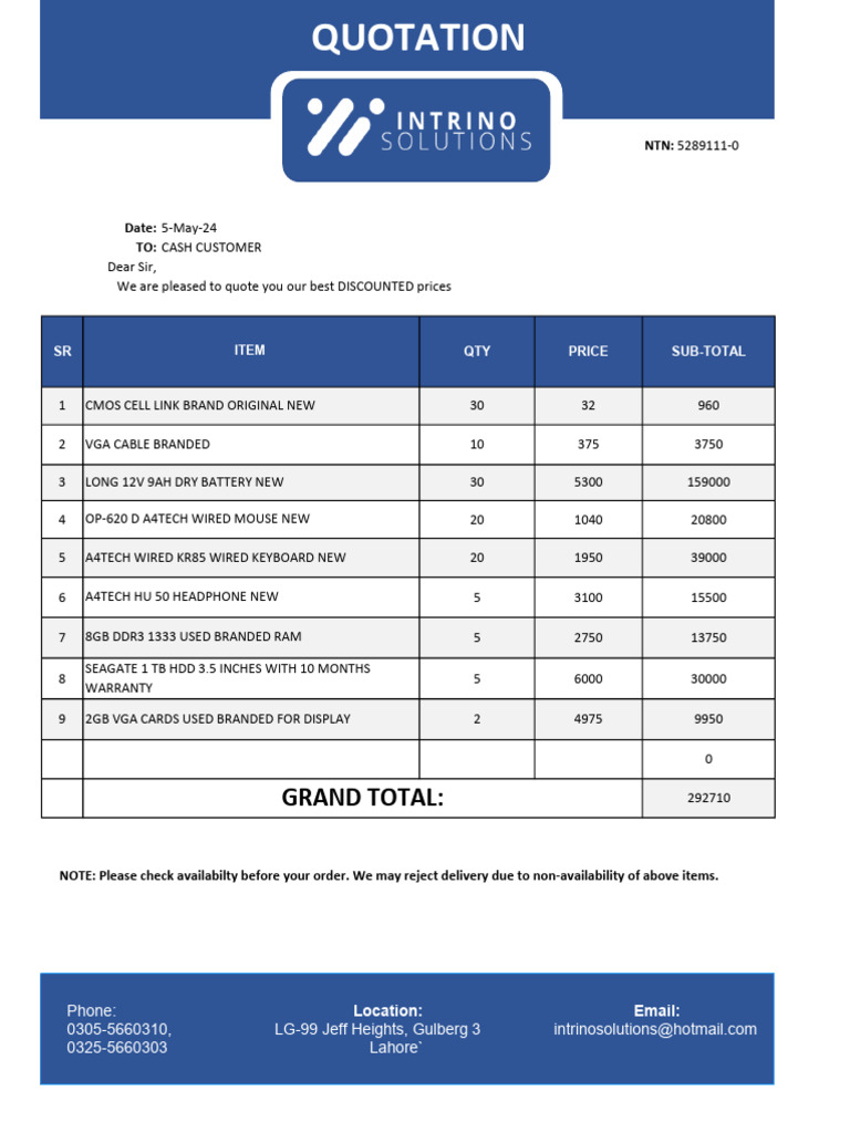 Final Quotation | PDF