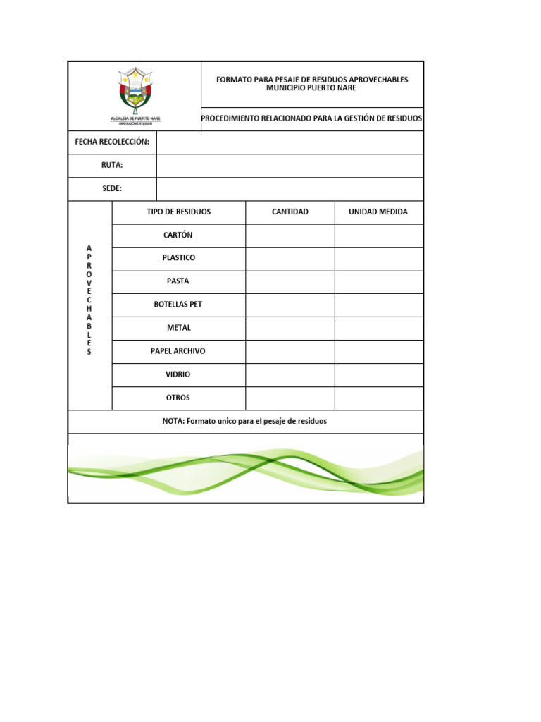 Formato de Pesaje | PDF