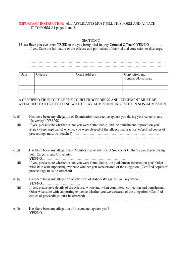 Form A1 Section C | PDF | Public Law | Criminal Procedure