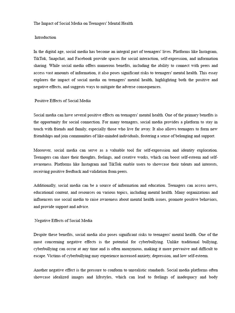 The Impact of Social Media On Teenagers | PDF | Social Media | Popular ...