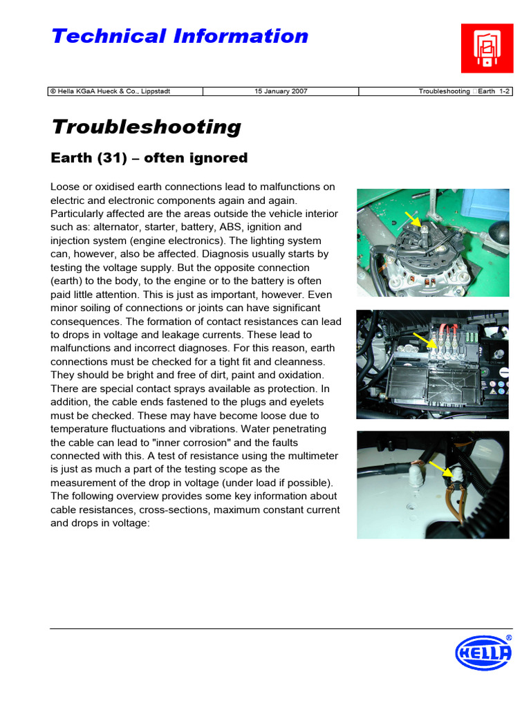 Troubleshooting Vehicle Earth Issues | PDF | Electrical Resistance And ...