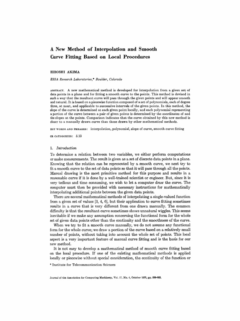 Akima Interpolation | PDF | Interpolation | Spline (Mathematics) Akima Interpolation | PDF | Interpolation | Spline (Mathematics)