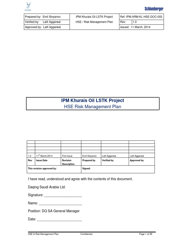 Ipm-Arm-kl-hse-doc-003 Khurais Project Risk Managmenet and Hse Plan ...