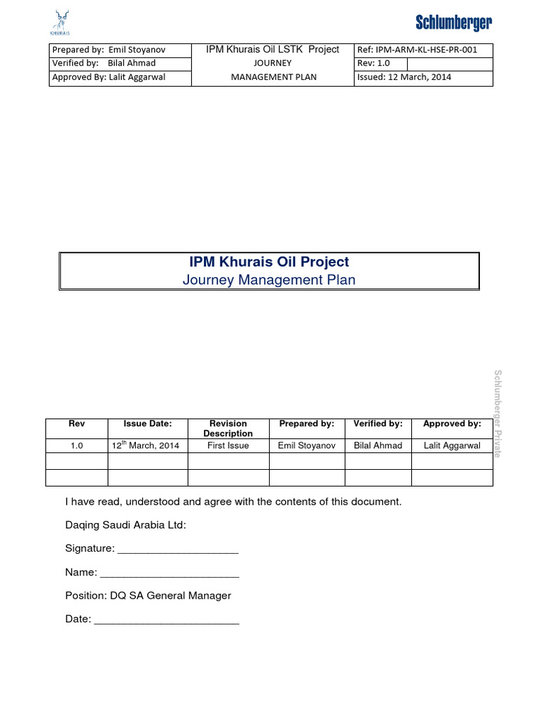 Ipm-Arm-kl-hse-pr-001 Journey Management Plan Cover Page | PDF ...