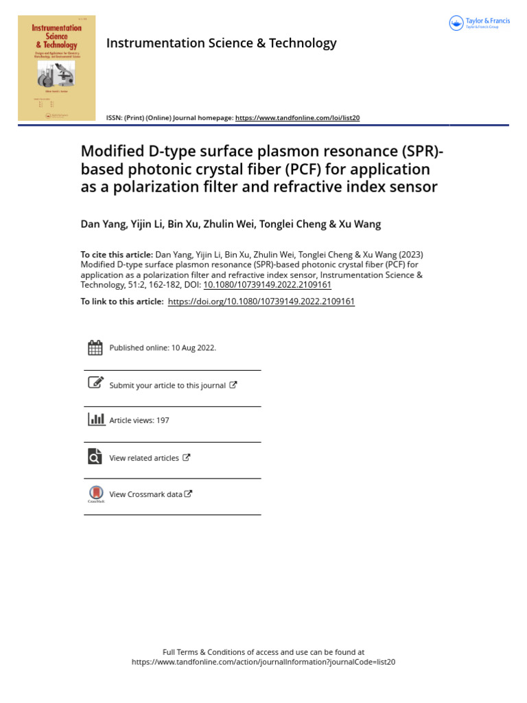Modified D Type Surface Plasmon Resonance SPR Based Photonic Crystal ...