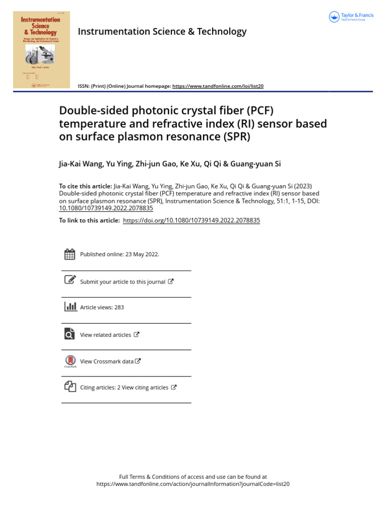 Double Sided Photonic Crystal Fiber PCF Temperature and Refractive ...